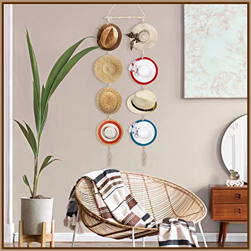 Western Bedroom Decor Wooden Hat Organizer Boho Hat Rack Display Decor Wood Hat Hanger Bohemian Hat Holder Wall Hat Storage Hanger Wooden Display Rack for Women Hats Wide Brim (1 Set)