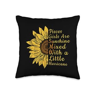 zodiac lover gift ideas for women store. sunflower pisces woman february and march birthday throw pillow, 16x16, multicolor