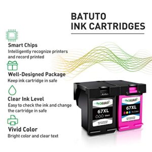 batuto Remanufactured for hp Ink 67 Ink Cartridges Black Replacement for HP Envy 6052 6055 Pro 6452 6455 6458 DeskJet 1255 2732 2752 2755 DeskJet Plus 4140 4152 4155 4158 67xl hp Printer Ink