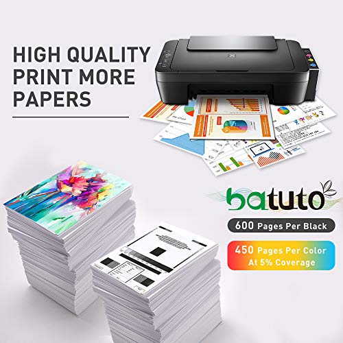 batuto Remanufactured for hp Ink 67 Ink Cartridges Black Replacement for HP Envy 6052 6055 Pro 6452 6455 6458 DeskJet 1255 2732 2752 2755 DeskJet Plus 4140 4152 4155 4158 67xl hp Printer Ink