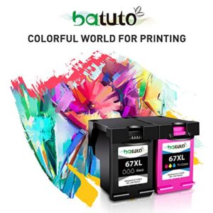 batuto Remanufactured for hp Ink 67 Ink Cartridges Black Replacement for HP Envy 6052 6055 Pro 6452 6455 6458 DeskJet 1255 2732 2752 2755 DeskJet Plus 4140 4152 4155 4158 67xl hp Printer Ink