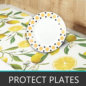 SHACOS Lemon Kitchen Rugs Mats 2 Pieces Anti Fatigue Floor Rug Runner Set Non Slip Soft Cushioned Standing Mat Wipeable Floor Mat, 17"x27.5"+17"x47",White