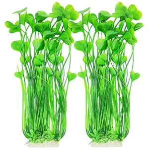 jongdari large aquarium plants, 2 pcs artificial plastic fish tank plants decoration ornament(15.75 inches high)