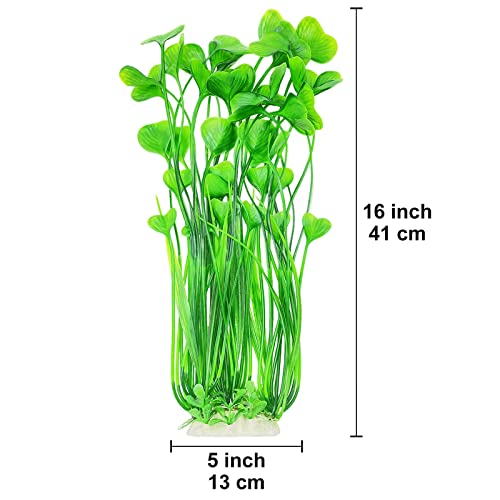 Jongdari Large Aquarium Plants, 2 Pcs Artificial Plastic Fish Tank Plants Decoration Ornament(15.75 Inches high)