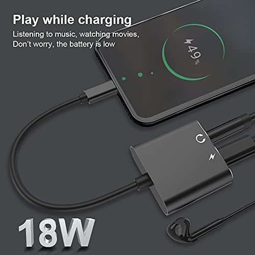 MOSWAG 2in1 USB C to 3.5mm Audio Adapter with Type C PD 18W Charging for Audio Stereo USB C to 3.5mm Headphone Jack Adapter Compatible with Samsung S20 S20 Ultra/Google Pixel 5 4 4 XL 3 3 XL