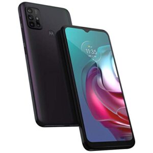 moto g30 xt2129-2, 4g lte, international version (no us warranty), 128gb, 6gb, dark pearl -gsm global unlocked (t-mobile, at&t, metro) w/ fast car charger bundle