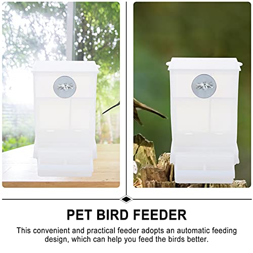 POPETPOP 2pcs Automatic Bird Feeder - No Mess Bird Cage Feeders Parrot Seed Tube, Creative Bird Feeding Container for Parakeet Canary Cockatiel Finch