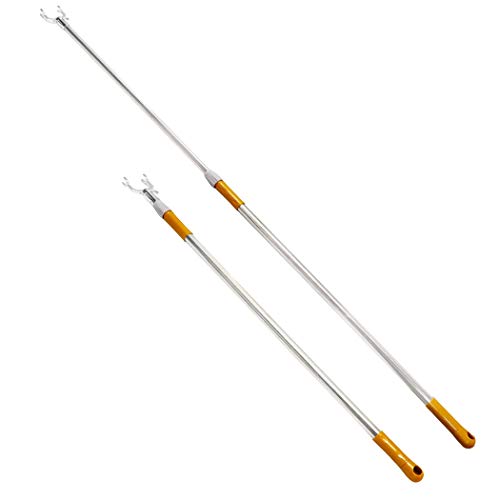 Long Reach Stick Closet Pole with Hook 63" Extendable Reach Pole Reaching Pole for High Area, Shelf, Closet Top