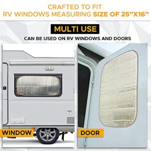 EcoNour RV Window Shade | Foldable Trailer Door Window Cover for Total UV Protection | Camper Window Shade for Privacy Blackout | Trailer Accessories for Camper Windows | 25x16 inches