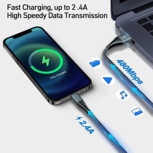 iPhone Charger Cable 6ft 3Pack, [Apple MFi Certified ] Lightning Cable Nylon Braided USB Fast iPhone Charging Cables Cord Compatible with iPhone14/13/12/12Pro/12ProMax/11/11Pro/XS MAX/XR/XS/X/8/7