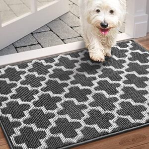 wiselife door mat indoor outdoor floor mat,24 inchx36 inch,non-slip absorbent front back doormat entryway rugs,low profile resist dirt door mats for home,entrance,garage, (black)