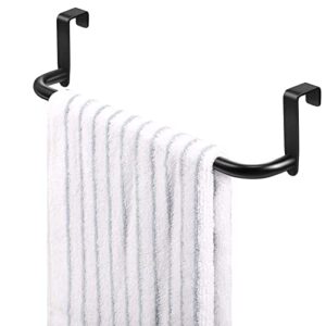 Metal Towel Bar Kitchen Cabinet Towel Rack Strong Steel Towel Bar Rack for Hanging on Inside or Outside of Doors, Home Kitchen Bathroom, Hand Towels, Dish Towels and Tea Towels (Black,2 Pieces)