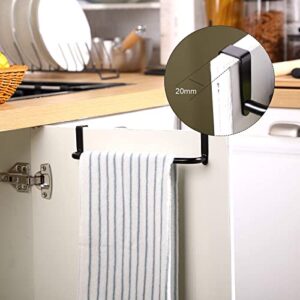 Metal Towel Bar Kitchen Cabinet Towel Rack Strong Steel Towel Bar Rack for Hanging on Inside or Outside of Doors, Home Kitchen Bathroom, Hand Towels, Dish Towels and Tea Towels (Black,2 Pieces)