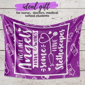 InnoBeta Nurse Blanket, Warm Soft Fuzzy Blanket for Women, Nurse Gift for Female Nurse, RN, Retired Nurse on National Nurse Day, Nursing School Graduation Throw Blanket for Bed, Couch-Purple