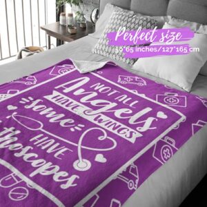 InnoBeta Nurse Blanket, Warm Soft Fuzzy Blanket for Women, Nurse Gift for Female Nurse, RN, Retired Nurse on National Nurse Day, Nursing School Graduation Throw Blanket for Bed, Couch-Purple