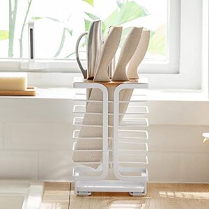 Cedilis Kitchen Knife Block with a Drip Tray, Solid Framed Knife Holder Storage Organizer for Kitchen Counter, 8 Slot