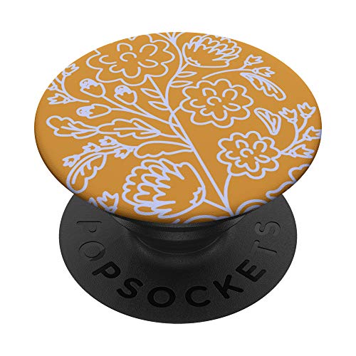 Orange Flower Pattern PopSockets Swappable PopGrip