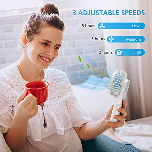 COMFIER Portable Fan,Small Personal Fan, Mini Handheld Fan,3 Speeds Rechargeable Hand held Fan with Power Bank, Foldable hand Fan for Outdoor,Sports,Travel,Women,Men,Kids