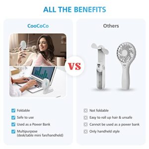 COMFIER Portable Fan,Small Personal Fan, Mini Handheld Fan,3 Speeds Rechargeable Hand held Fan with Power Bank, Foldable hand Fan for Outdoor,Sports,Travel,Women,Men,Kids