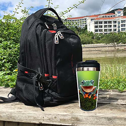 NVJUI JUFOPL Tree Frog Travel Coffee Mug With Flip Lid, Stainless Steel, Vacuum Insulated, Water Bottle Cup 15 oz