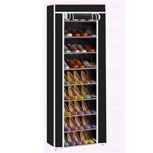 wingood room-saving 9 lattices 10 tiers non-woven fabric shoe rack shoes organizer (black)