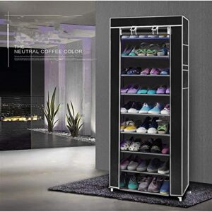 WINGOOD Room-Saving 9 Lattices 10 Tiers Non-Woven Fabric Shoe Rack Shoes Organizer (Black)