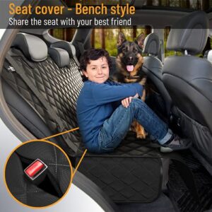 Active Pets Back Seat Cover for Dogs - Standard Dog Hammock for Car w/Mesh Window - Non-Slip, Waterproof Back Seat Protector for Travel - Black