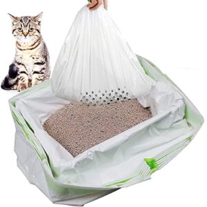 tylulikaty cat litter box liners, 35 count cat litter bags kitty sifting litter liners pet cleaning supplies with durable drawstring contains 30 screening bags with holes + 5 non-porous screening bag (37" x 18")