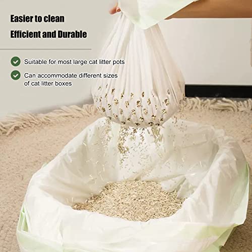 Tylulikaty Cat Litter Box Liners, 35 Count Cat Litter Bags Kitty Sifting Litter Liners Pet Cleaning Supplies with Durable Drawstring Contains 30 Screening Bags with Holes + 5 Non-porous Screening Bag (37" x 18")