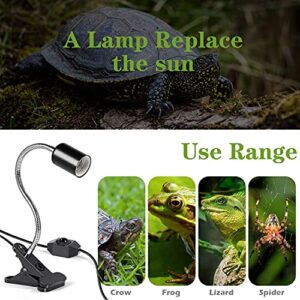 Tank Heat Light,Porcelain Reptile Heat Lamp,Turtle Basking Spot Lamp,Pet Habitat Clamp Clip On Heat Lamp, Aquarium UVA/UVB Light Lamp Holder with 86.6in Cable Dimmable Switch for Lizard Snake(No Bulb)