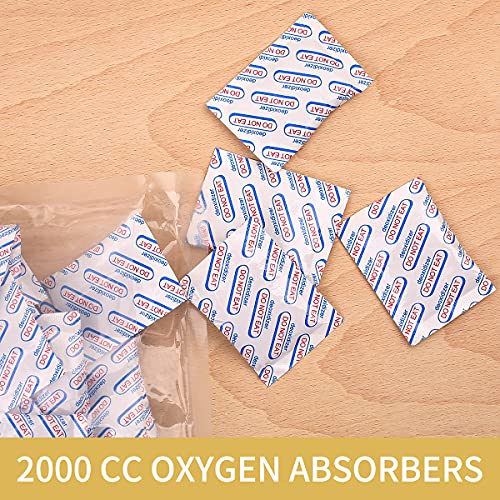 Ztalee 30 Pack 5 GALLON Mylar Bags (7.4 Mil) and 30x 2000cc Oxygen Absorbers, Airtight Vacuum Sealing Sealable Mylar Bags for Long Term Food Storage, for Grains, Wheat, Rice, Dry Aging Bags for Meat (17.7x23.6 Inch)