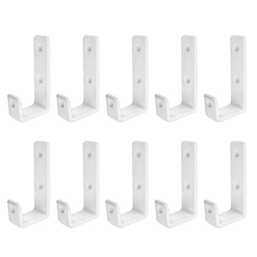 10 Pack Childproof Wall Mounted Hook, Steel Utility J hook with PVC Covering, Towel Coat Rack Hook for Bathroom Kitchen, Garage Storage Hanging Hook, Max Load 165lb (3¼ x 1½ x ⅞ inches, White)