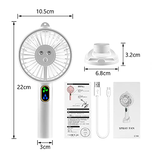 Handheld Spray Fan, HMCOF Portable Fan Rechargeable, USB Personal Fan with Mobile Phone Holder, 2000mAh 3-Speed Adjustable Cooling Spray Humidifier Suitable for Indoor and Outdoor Use