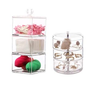 2 pack clear hair accessory storage containers acrylic hair accessories holder organizer hair tie container jar stackable hair clip container organizer jewelry hairband holder box organizer with lids