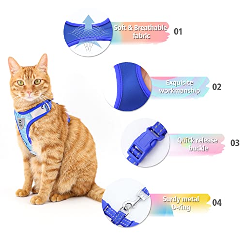 Supet Cat Harness and Leash Escape Proof, Adjustable Breathable Cat Vest Harness with Reflective Trim, Cat Leash and Harness Set for Large Small Cats Kittens Puppies