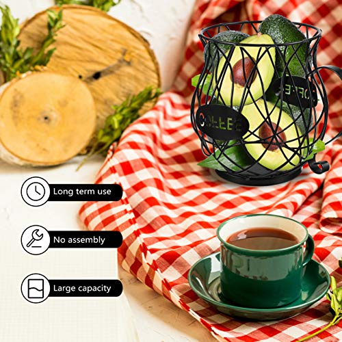 Cabilock Iron Coffee Pod Holder K Cup Holder Organizer Mug Kpod Container Cup Keeper Coffee Mug Fruit Storage Basket