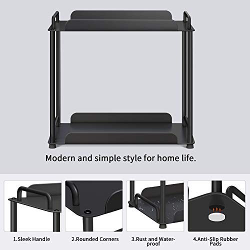 JNIHEEP Bathroom Organizer Countertop,2-Tier Standing Rack Storage Shelf for Kitchen,Bathroom,Desktop Cosmetics Black