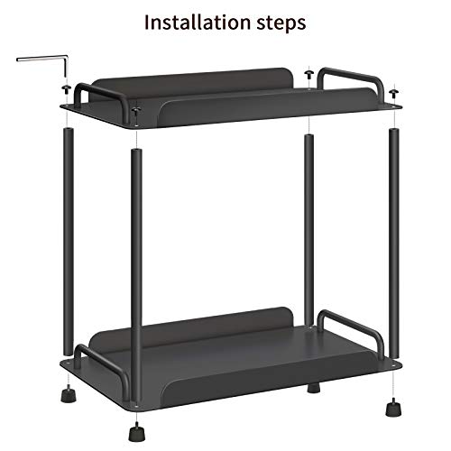 JNIHEEP Bathroom Organizer Countertop,2-Tier Standing Rack Storage Shelf for Kitchen,Bathroom,Desktop Cosmetics Black