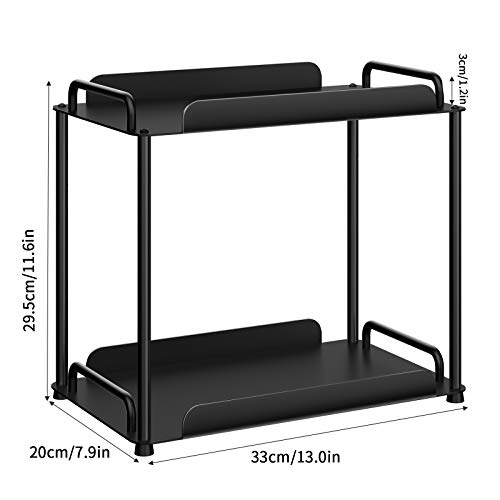 JNIHEEP Bathroom Organizer Countertop,2-Tier Standing Rack Storage Shelf for Kitchen,Bathroom,Desktop Cosmetics Black