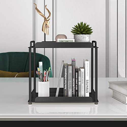 JNIHEEP Bathroom Organizer Countertop,2-Tier Standing Rack Storage Shelf for Kitchen,Bathroom,Desktop Cosmetics Black