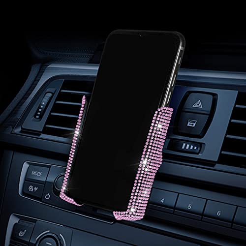 SUNCARACCL Bling Car Phone Holder, 360 Degrees Adjustable Crystal Auto Car Mount Phone Holder for Dashboard,Windshield and Air Vent (Pink)