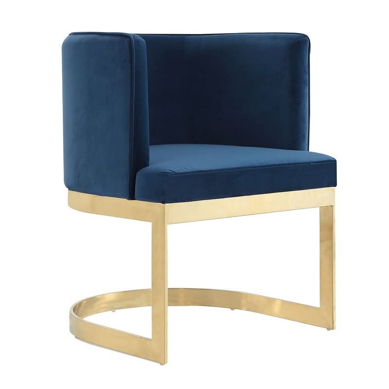 Manhattan Comfort Aura Mid Century Modern Velvet Dining Chair, Set of 2, Royal Blue