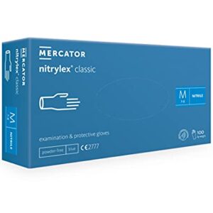 NITRYLEX Nitrile Medical Exam Gloves, Powder-Free, Latex-Free, Textured, Blue, Medium, 100, (PP6001)