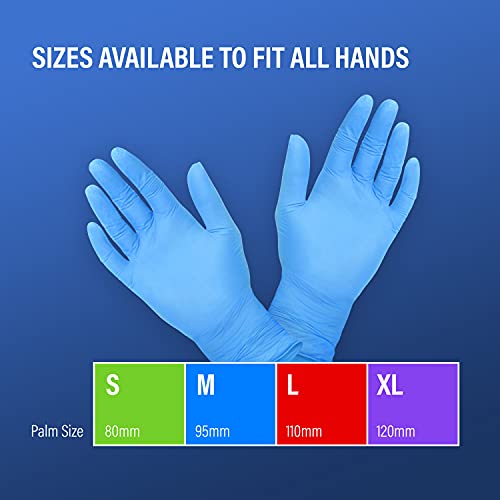 NITRYLEX Nitrile Medical Exam Gloves, Powder-Free, Latex-Free, Textured, Blue, Medium, 100, (PP6001)