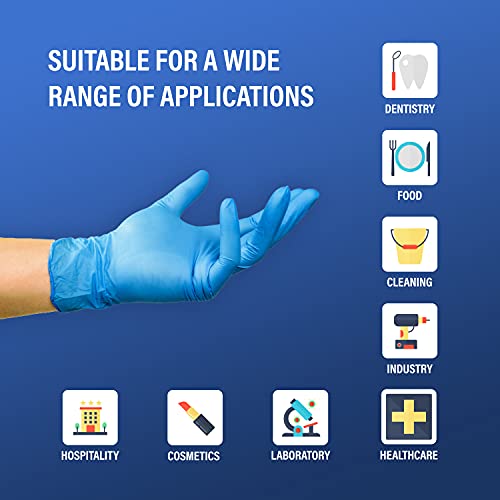 NITRYLEX Nitrile Medical Exam Gloves, Powder-Free, Latex-Free, Textured, Blue, Medium, 100, (PP6001)