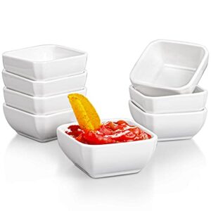 dizada 8 pack dipping bowls set,oven safe - ramekins for baking creme brulee, 3 oz ceramic soy sauce dish for bbq sauce,tomato sauce, honey mustard and soy sauce, and other party serving bowls set