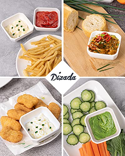 Dizada 8 PACK Dipping Bowls Set,Oven Safe - Ramekins for Baking Creme Brulee, 3 Oz Ceramic Soy Sauce Dish for BBQ sauce,Tomato Sauce, honey mustard and soy sauce, and other Party Serving Bowls Set