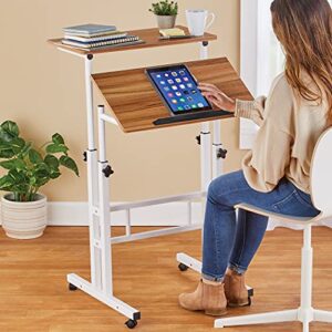 Collections Etc 2-Tier Standing Adjustable-Height Office Rolling Desk