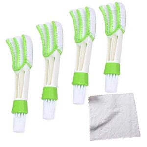 mini duster for car air vent set of 4 automotive air conditioner brush and cleaner cloth, dust collector cleaning tool for keyboard window leaves blinds shutter