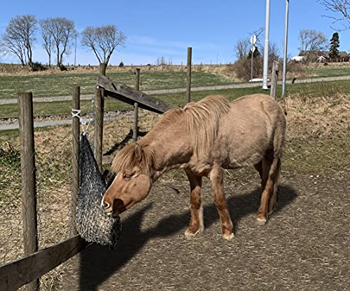 Ferstnor Premium Hay Net Slow Feeder for Horses 40 inches Long 2 inches Mesh Hole Heavy Duty Hanging Haylage Bag for Horses Complete with Steel Snap Hook